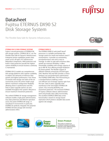 Fujitsu ETERNUS DX DX90 S2 Datasheet | Manualzz