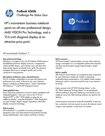 HP ProBook 6565b Datasheet | Manualzz