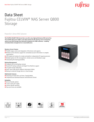 Fujitsu CELVIN NAS Q800 Datasheet | Manualzz