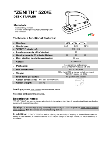 Zenith 520/E Datasheet | Manualzz