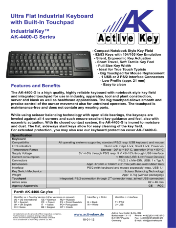 Active Key AK-4400-G Datasheet | Manualzz