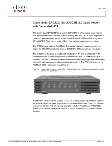 Cisco EPC2203 Datasheet | Manualzz