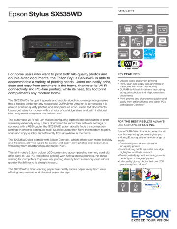 Epson Stylus SX535WD Datasheet | Manualzz