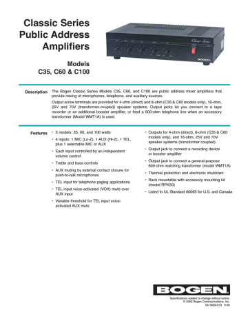 Bogen C35/60/100 Spec | Manualzz