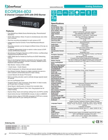 EverFocus ECOR264-D2 2TB Specification | Manualzz