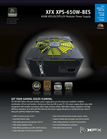 XFX XPS-650W Datasheet | Manualzz