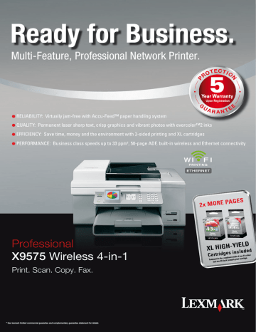 Lexmark X9575 Datasheet | Manualzz
