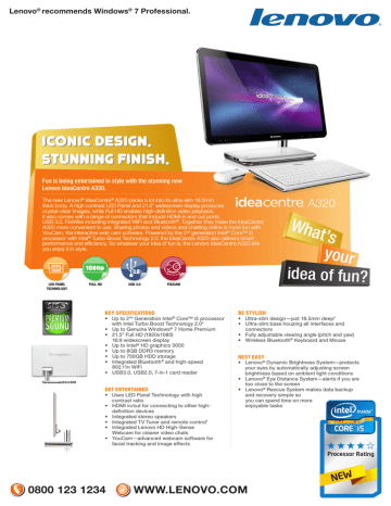 Lenovo IdeaCentre A320 Datasheet | Manualzz