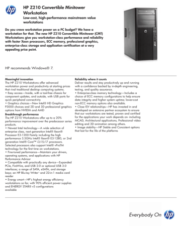 HP Z Z210 CMT Datasheet | Manualzz