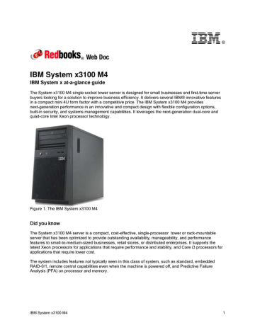 IBM System x 3100 M4 Datasheet | Manualzz