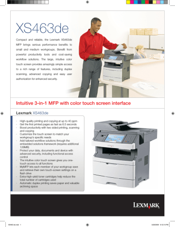 Lexmark XS463de Datasheet | Manualzz