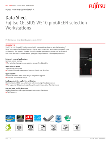 Fujitsu CELSIUS W510 Datasheet | Manualzz