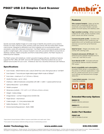 Ambir Technology PS667 Specification | Manualzz