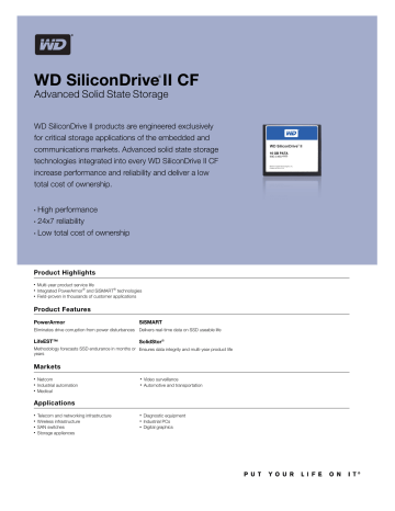 Western Digital 2GB SiliconDrive II CF Datasheet | Manualzz