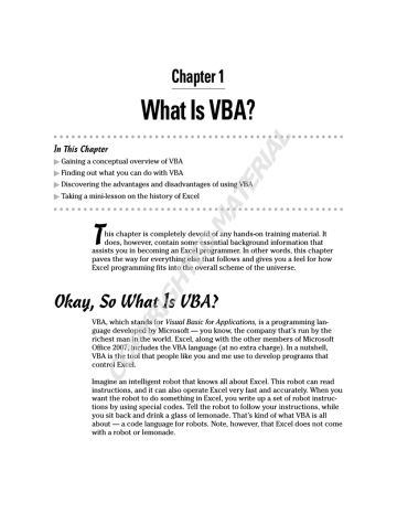 Wiley Excel 2007 VBA Programming For Dummies Datasheet | Manualzz