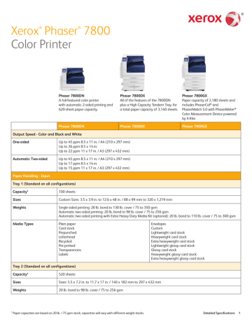 Xerox Phaser 7800 Datasheet | Manualzz