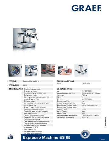 Graef ES 85 coffee maker Datasheet | Manualzz