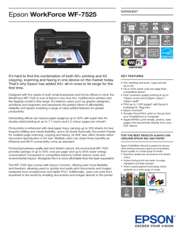 Epson WorkForce WF-7525 Datasheet | Manualzz