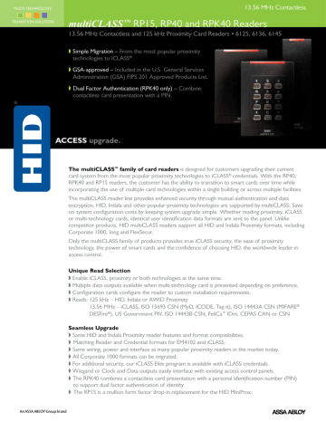 HID Identity multiCLASS RP40 Datasheet | Manualzz