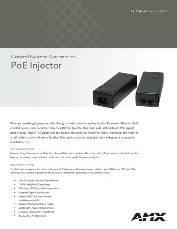 AMX PS-POE-AF-TC power supplies Data Sheet | Manualzz