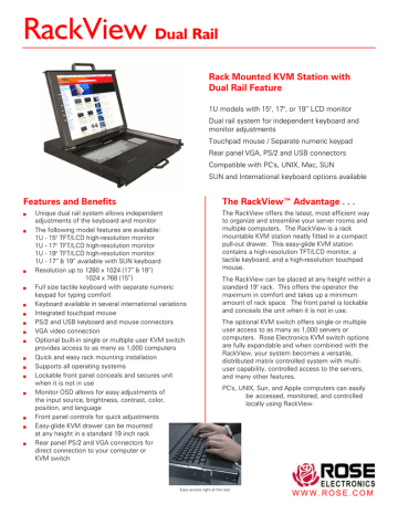 Rose RV1-CDKVT15 rack console Datasheet | Manualzz