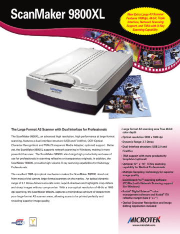 Microtek ScanMaker 9800XL Plus Silver Datasheet | Manualzz
