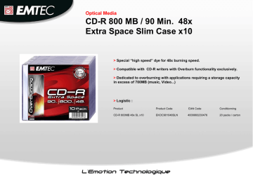 Emtec CD-R 10 Pack Datasheet | Manualzz