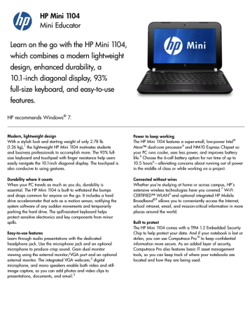 HP Mini 1104 Datasheet | Manualzz
