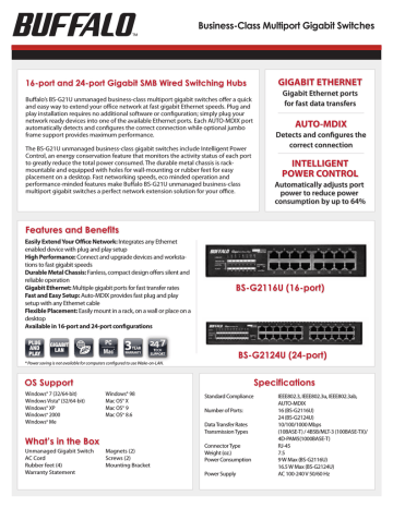 Buffalo 16-port Rackmount Gigabit Switch Datasheet | Manualzz