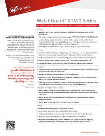 WatchGuard XTM 25 & 1-Y LiveSecurity Bundle Datasheet | Manualzz