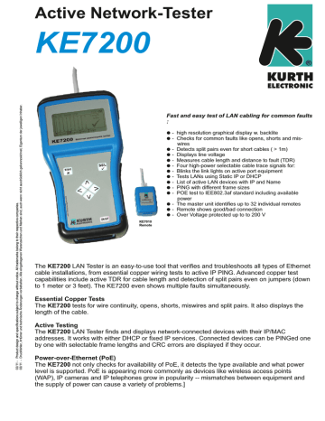 Kurth Electronic KE7010 Kit Datasheet | Manualzz