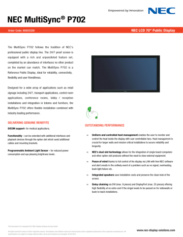 NEC P702 Datasheet | Manualzz