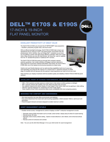 DELL E170S Datasheet | Manualzz