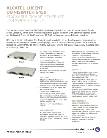 Alcatel-Lucent OS6450-24 Datasheet | Manualzz