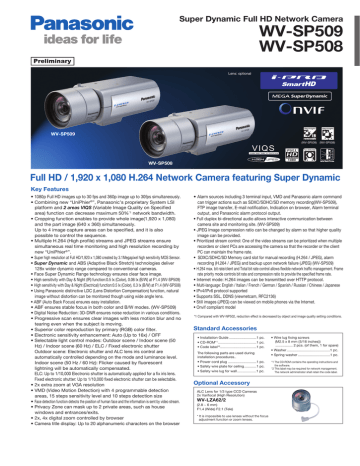 Panasonic WV-SP508E surveillance camera Datasheet | Manualzz