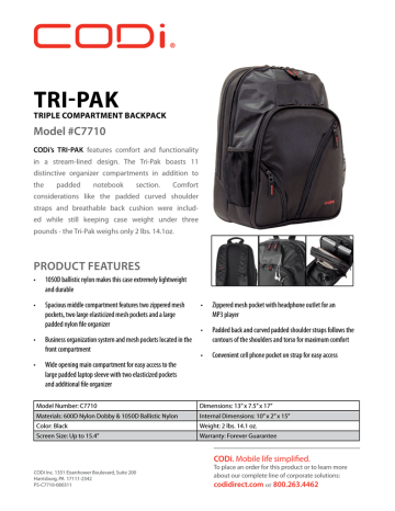 CODi Tri-Pak Datasheet | Manualzz