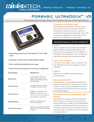 Wiebetech Forensic UltraDock v5 Datasheet | Manualzz