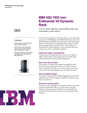 IBM 42U 1100mm Enterprise Dynamic Rack Datasheet | Manualzz