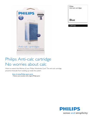 Philips Anti-calc cartridges CRP166 Datasheet | Manualzz