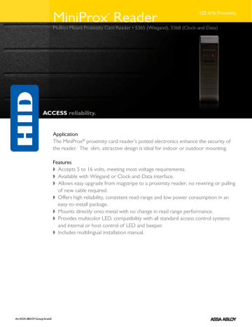 HID Identity MiniProx Datasheet | Manualzz