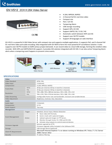 Geovision GV-VS12 Datasheet | Manualzz