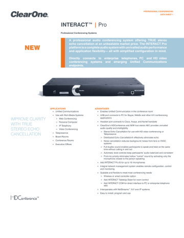 ClearOne Interact Pro Mixer Datasheet | Manualzz