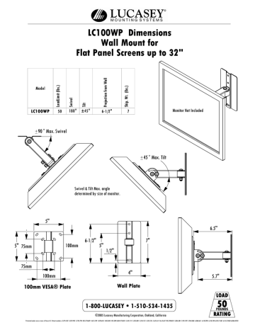 Lucasey LC100WP flat panel wall mount Datasheet | Manualzz