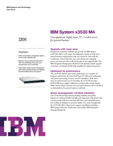 IBM System x 3530 M4 Data Sheet | Manualzz