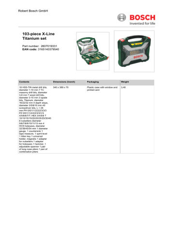 Bosch X-Line Datasheet | Manualzz