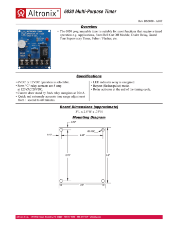 Altronix 6030 Datasheet | Manualzz