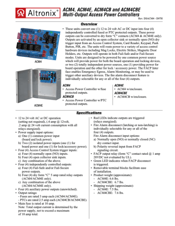 Altronix ACM4 remote power controller Datasheet | Manualzz