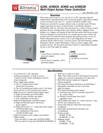 Altronix ACM8 remote power controller Datasheet | Manualzz