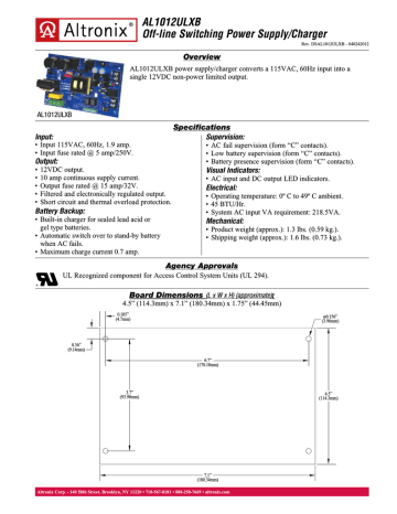 Altronix AL1012ULXB Datasheet | Manualzz