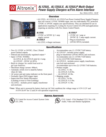 Altronix AL125UL power extension Datasheet | Manualzz